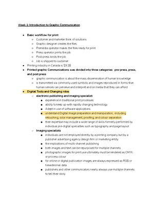 110- Textbook Notes - Chapter 1: What is Graphic Communications ...
