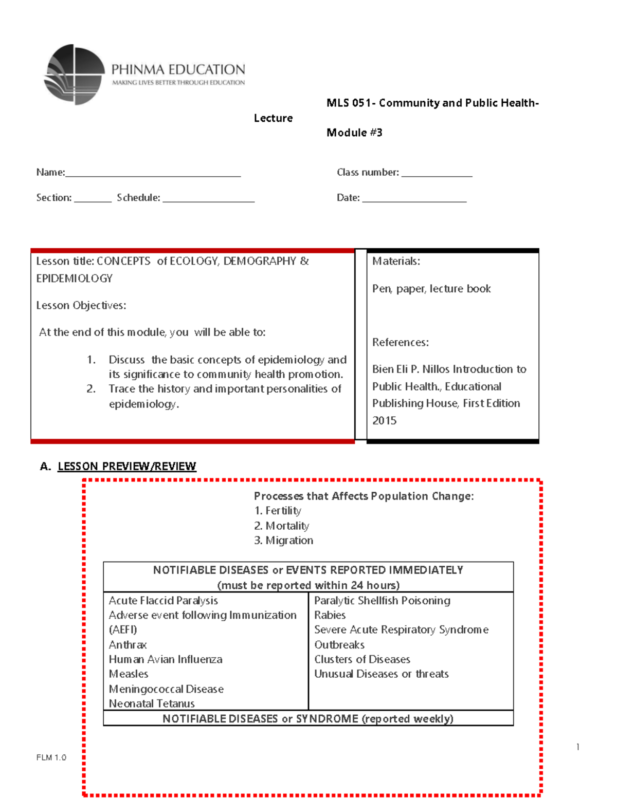 Copy of 3RD SAS Module - mls 051 - Lecture Module # Name ...