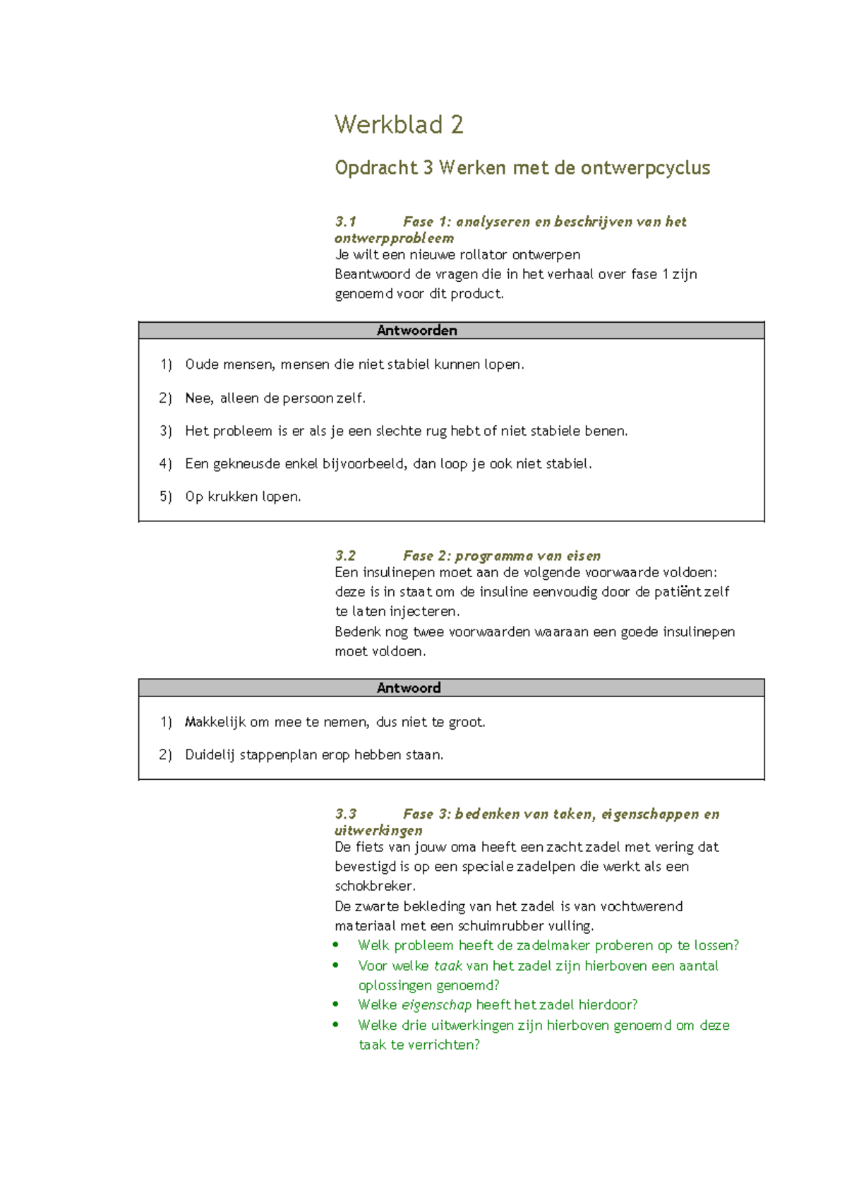 NLT Werkblad 2 - Werkblad 2 Opdracht 3 Werken met de ontwerpcyclus 3 ...