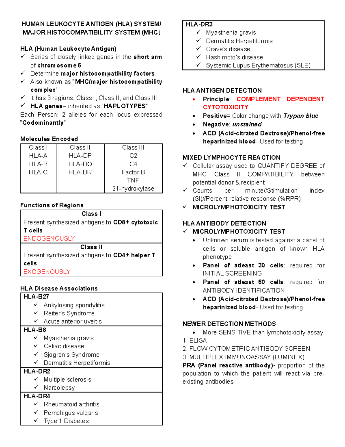 Human Leukocyte Antigen - HUMAN LEUKOCYTE ANTIGEN (HLA) SYSTEM/ MAJOR ...