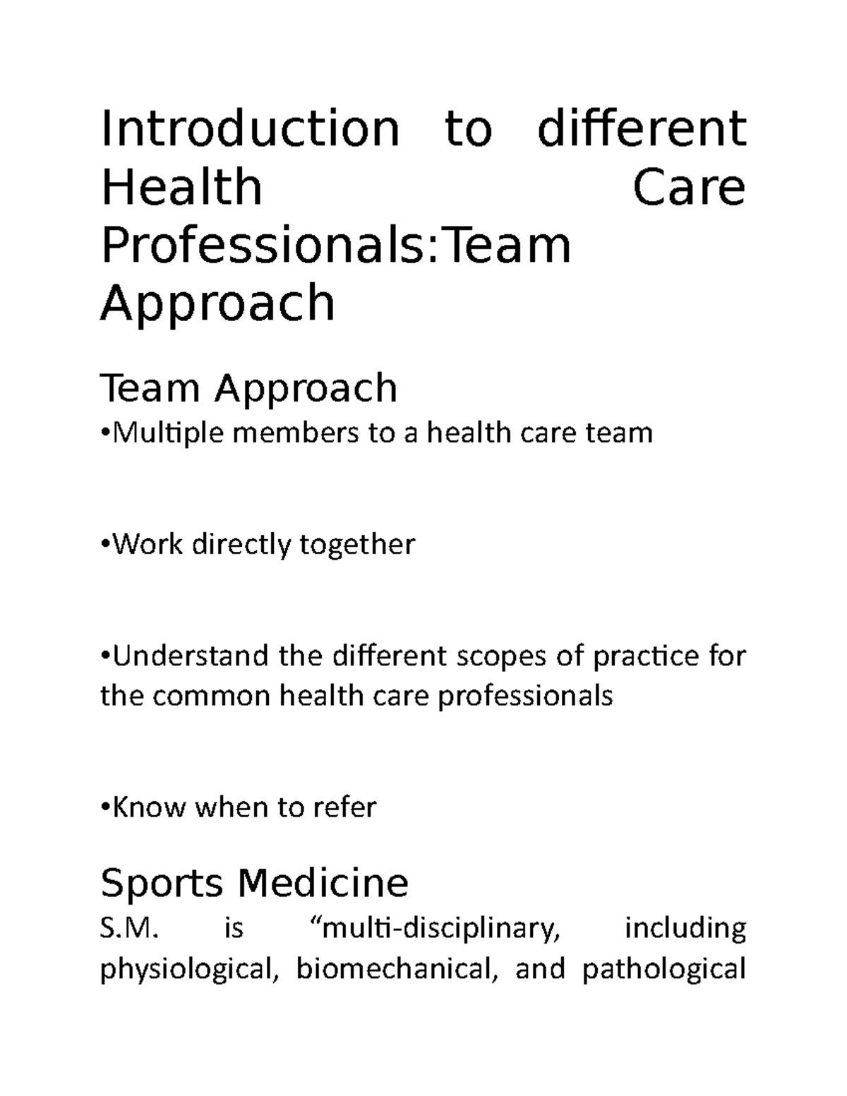 Introduction to different Health Care Professionals - 01 SUM PPT ...