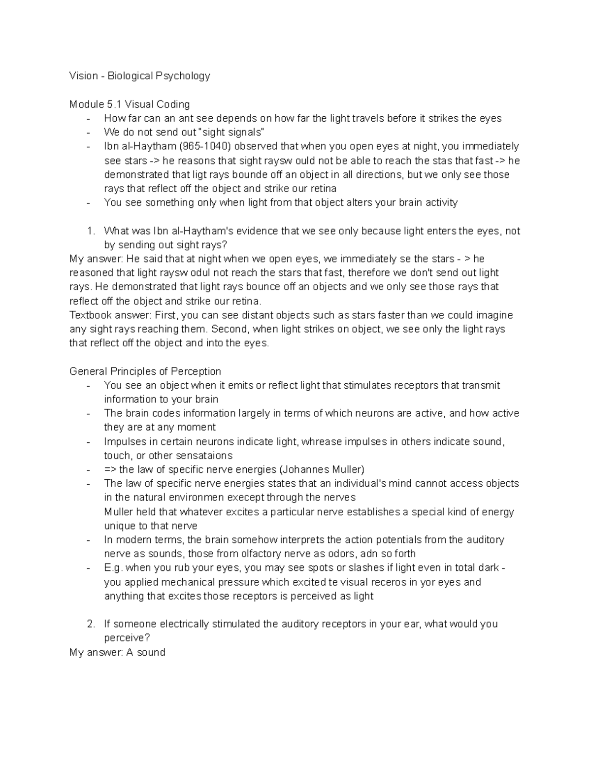 Vision - Biological Psychology - Vision - Biological Psychology Module ...