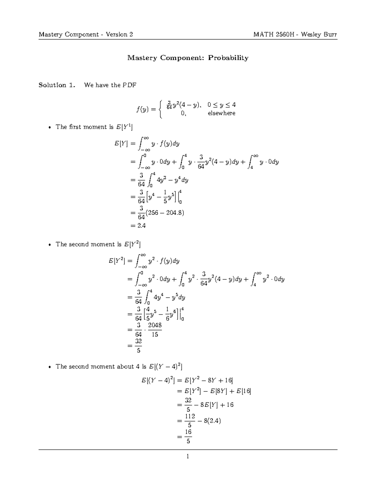 M1 V2 sol - Assignment for the course - Mastery Component: Probability Solution 1. We have the ...