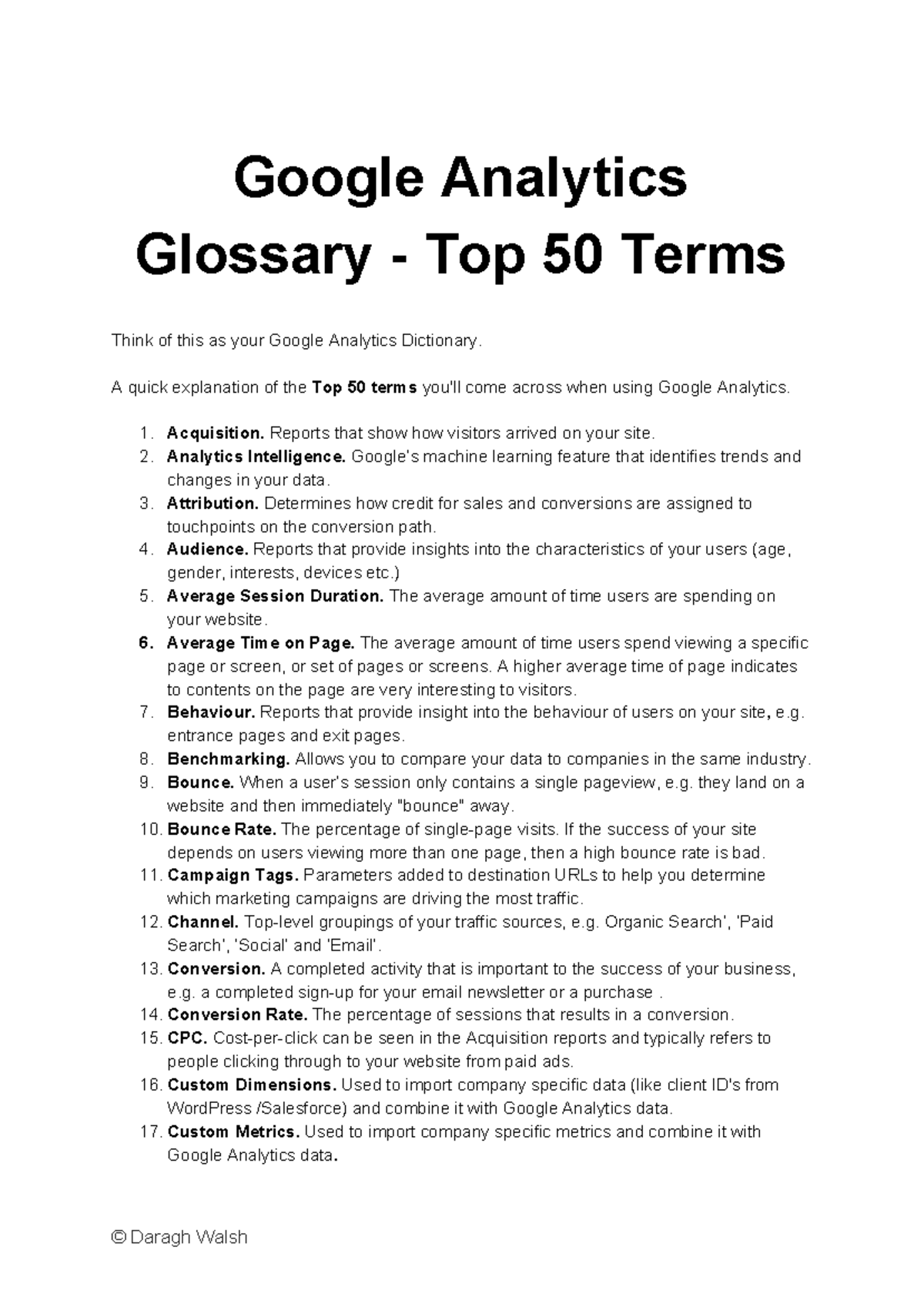 Google Analytics Glossary Top 50 Terms - Google Analytics Glossary ...