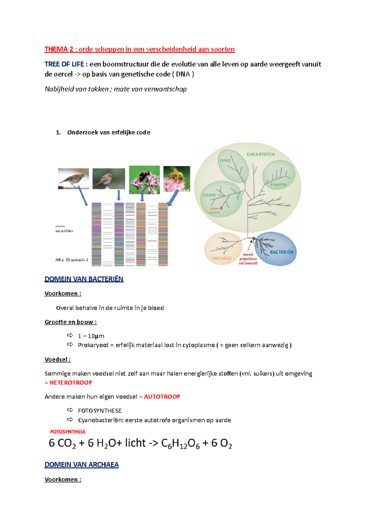 Thema 2 - samenvatting - THEMA 2 : orde scheppen in een verscheidenheid ...