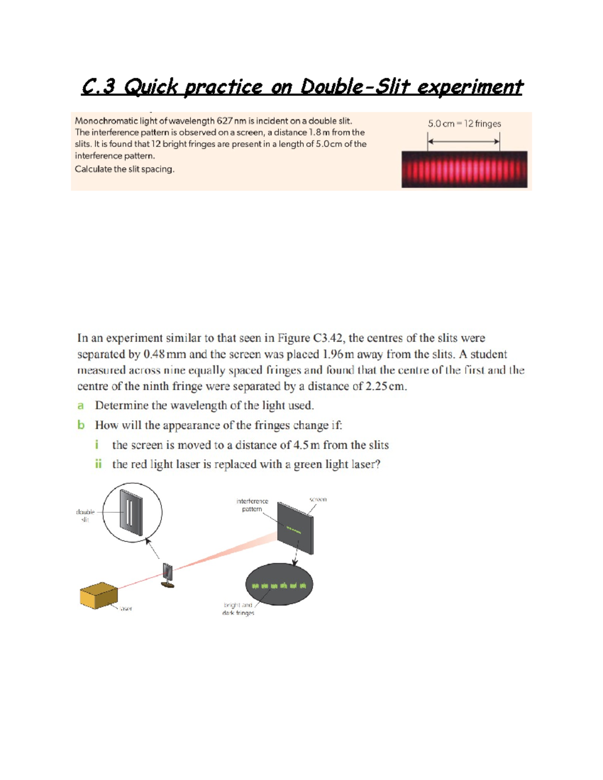 C.3_Quick_practice_on_Double-Slit_experiment.docx - C Quick practice on ...