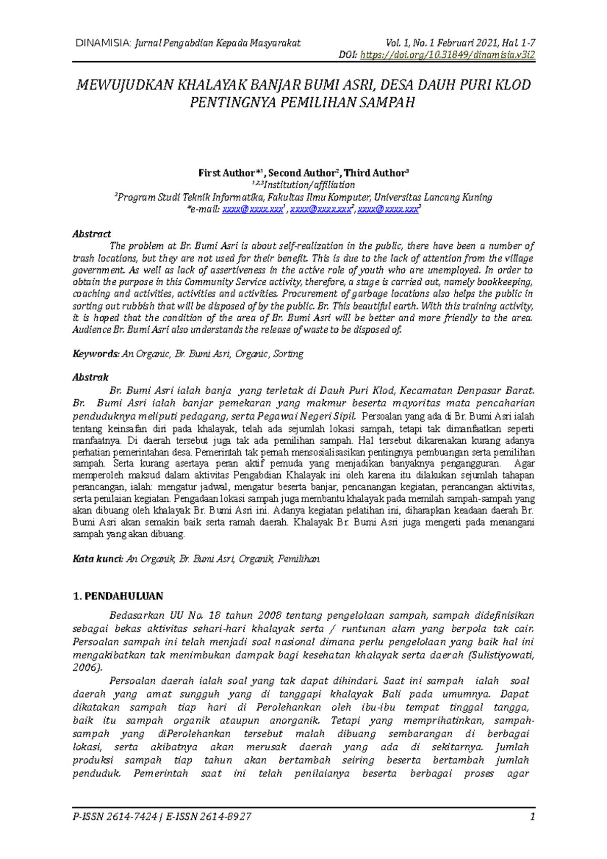 371270 Template artikel abdimas Dinamisia - DOI: doi/10.31849/dinamisia.v3i MEWUJUDKAN KHALAYAK ...