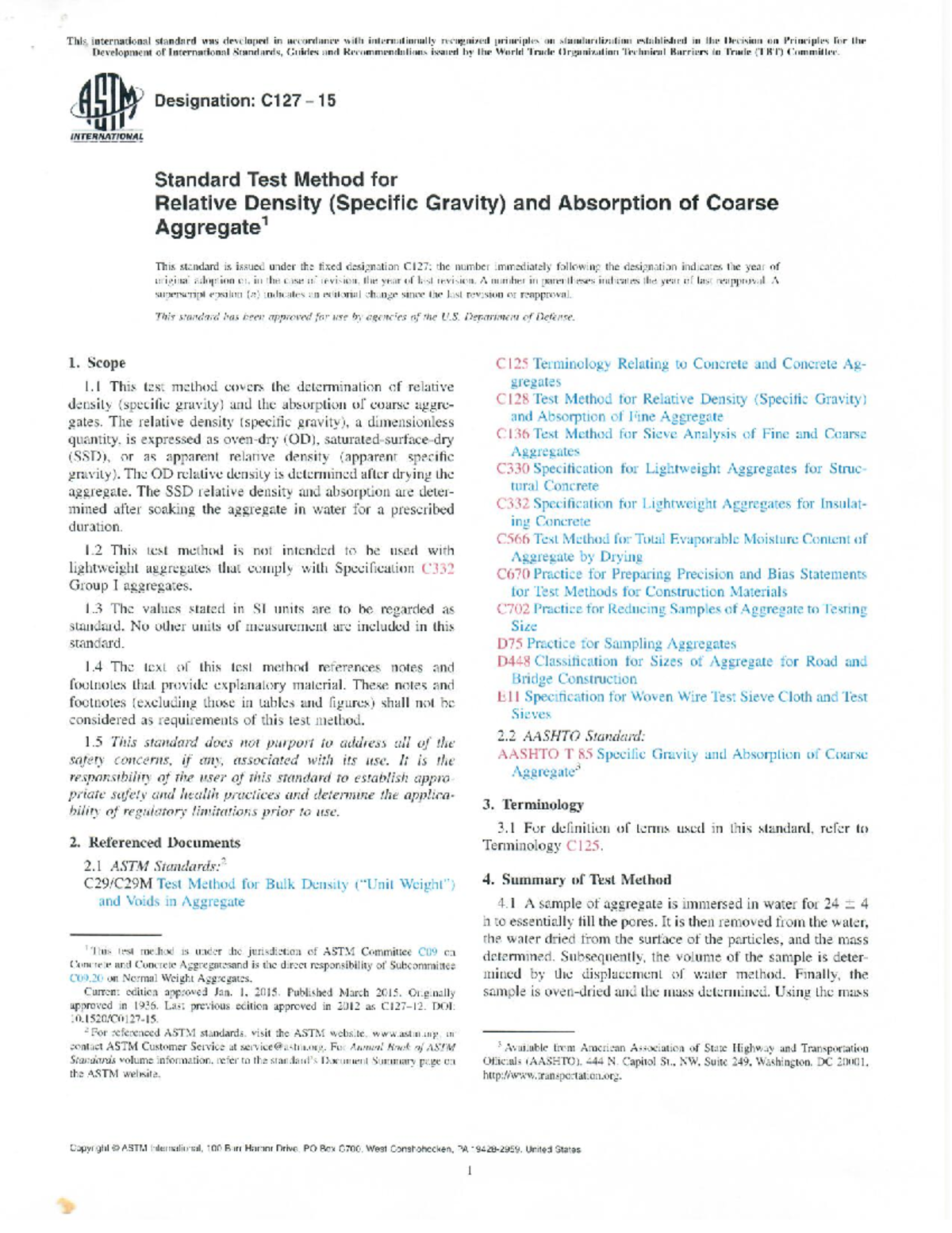 Astm-c-127-15 compress - BS Civil Engineering - Studocu