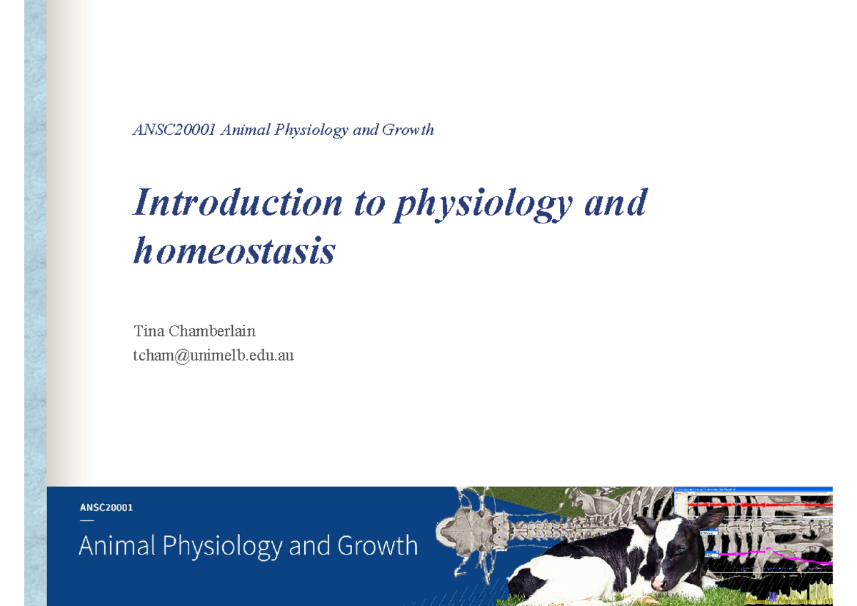 ANSC2000 1 Introduction to physiology and homeostasis - ANSC20001 ...