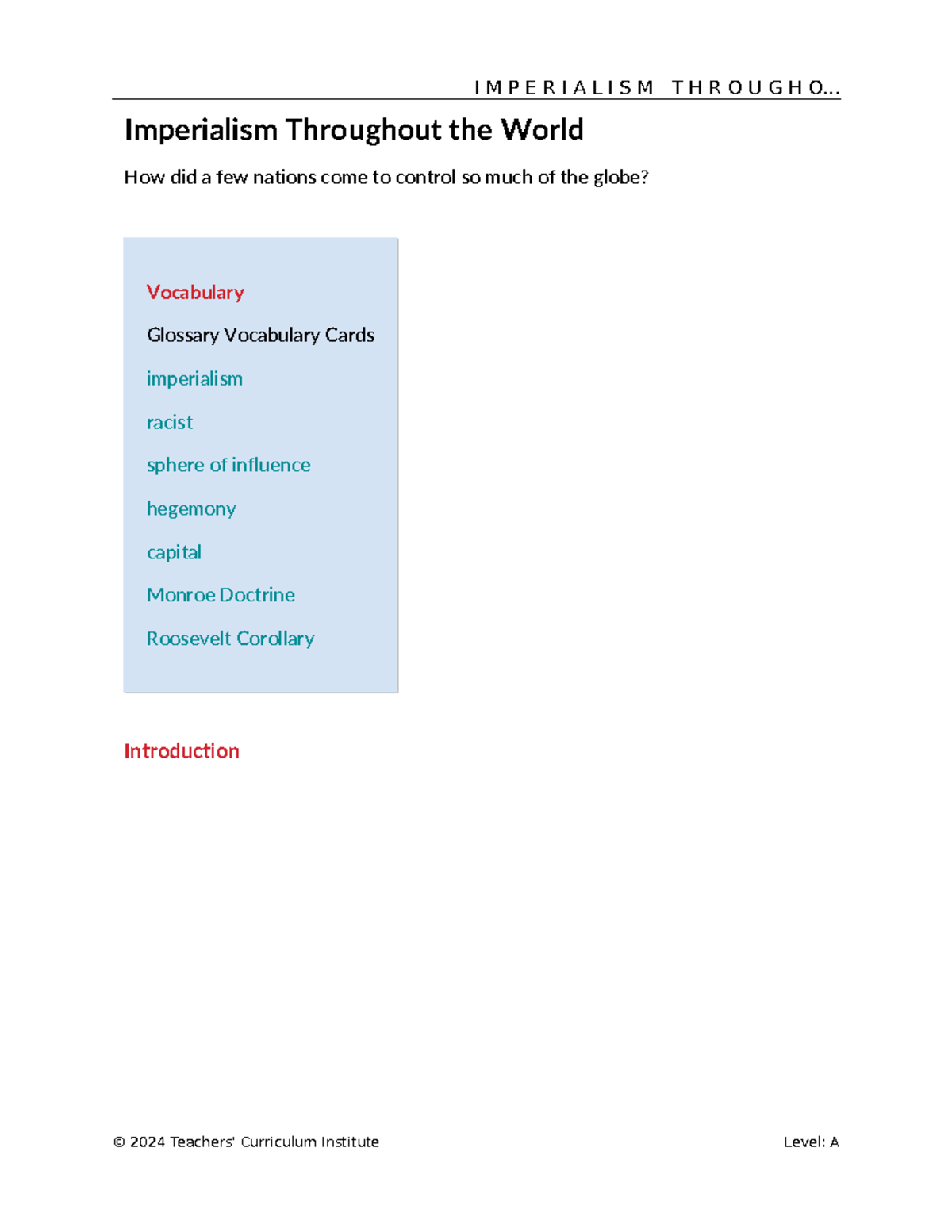 Lesson 2714 imperialism throughout the world - Imperialism Throughout ...