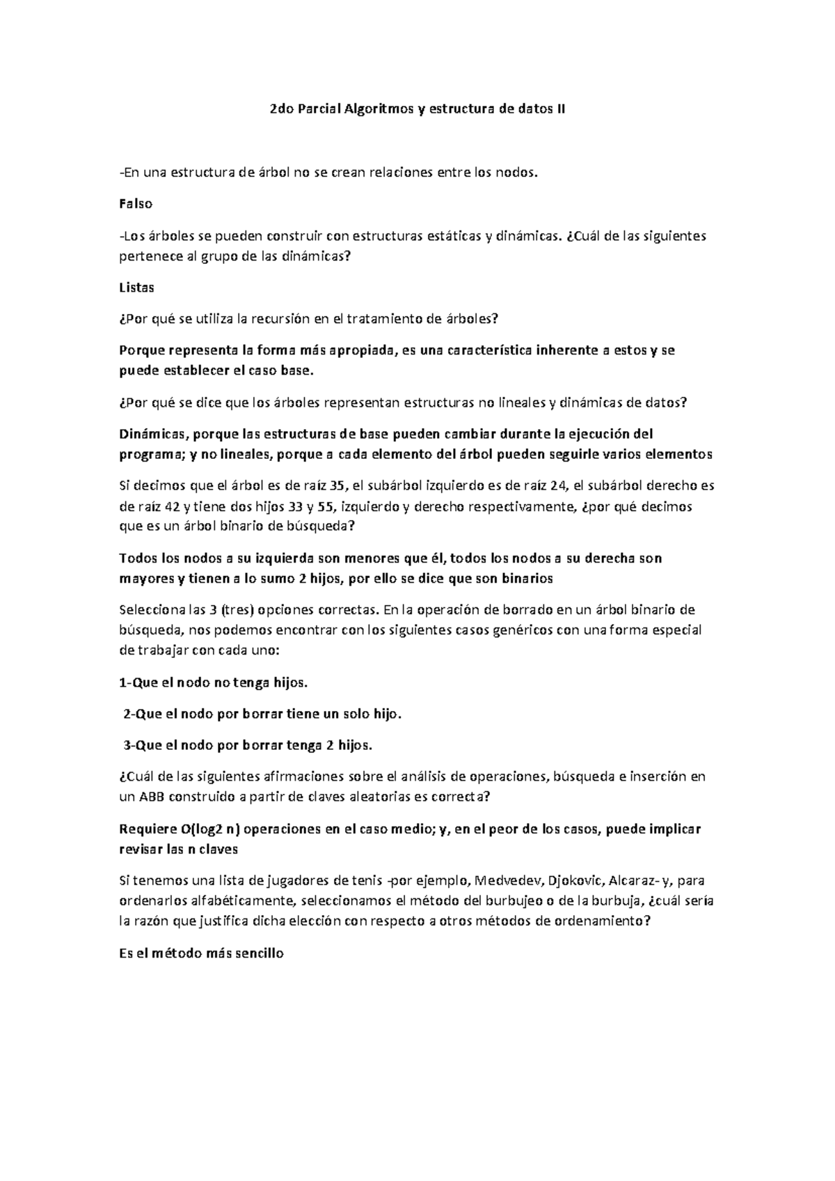 2do Parcial Algoritmos Y Estructura De Datos Ii 2do Parcial Algoritmos Y Estructura De Datos