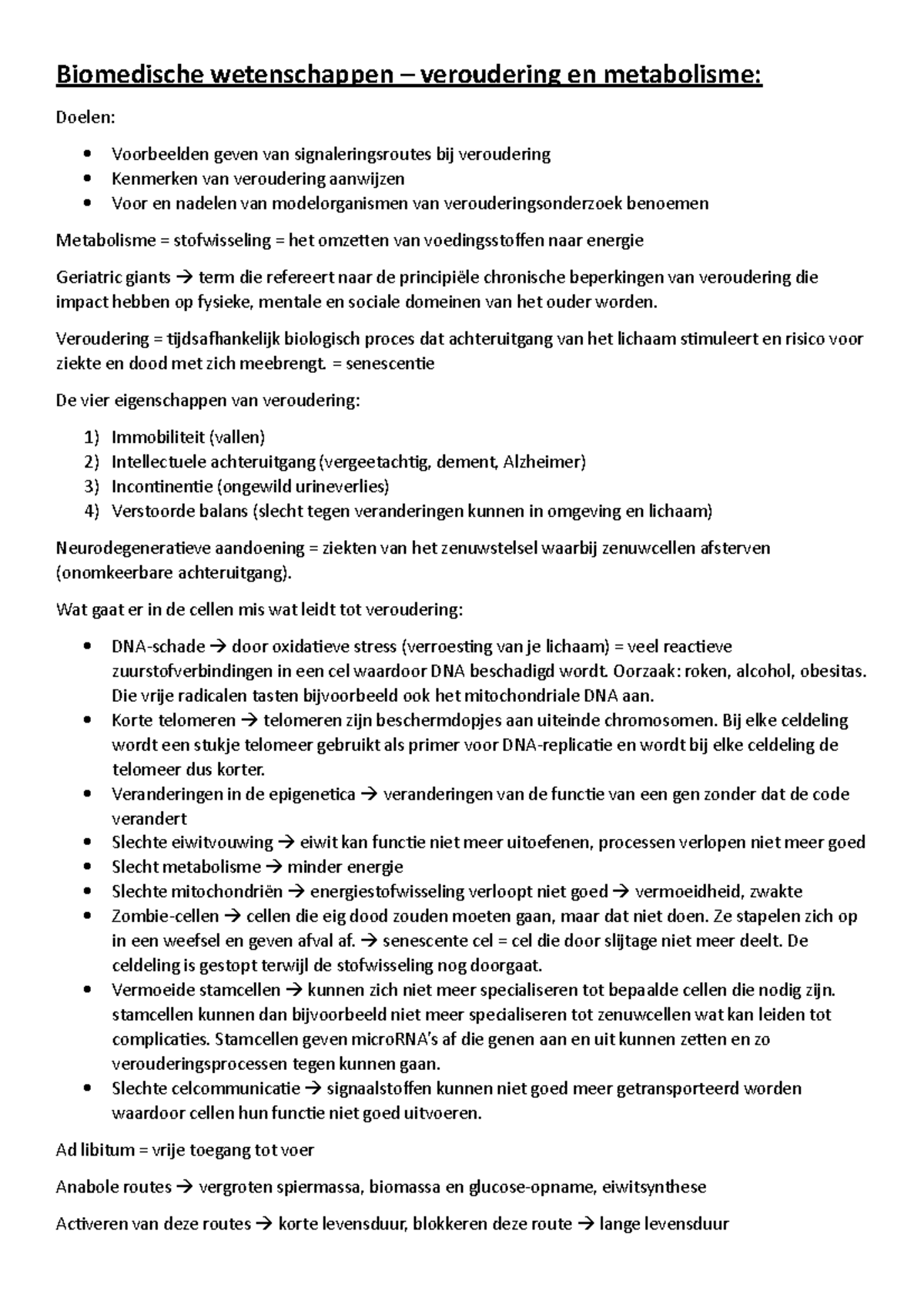 Biomedische wetenschappen veroudering en metabolisme - Biomedische ...