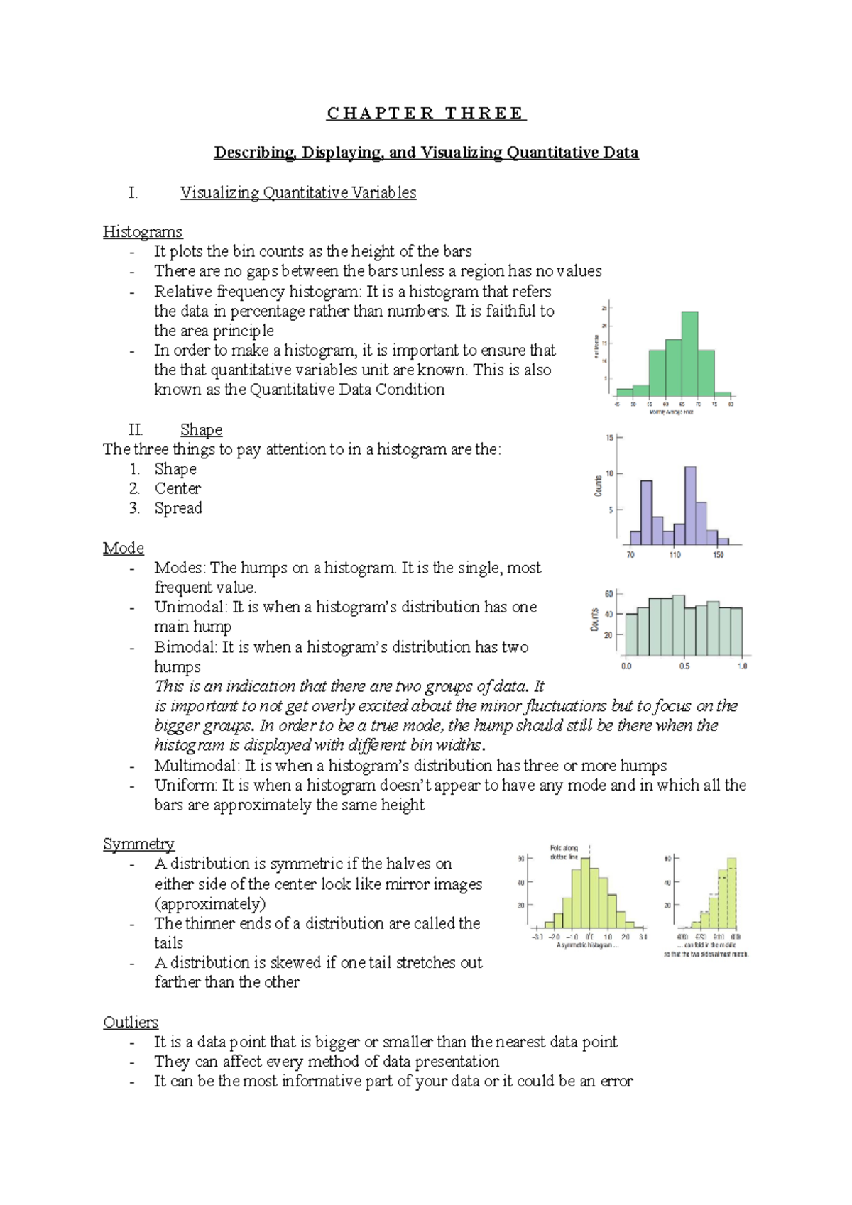 Chapter Three - C H A P T E R T H R E E Describing, Displaying, and ...