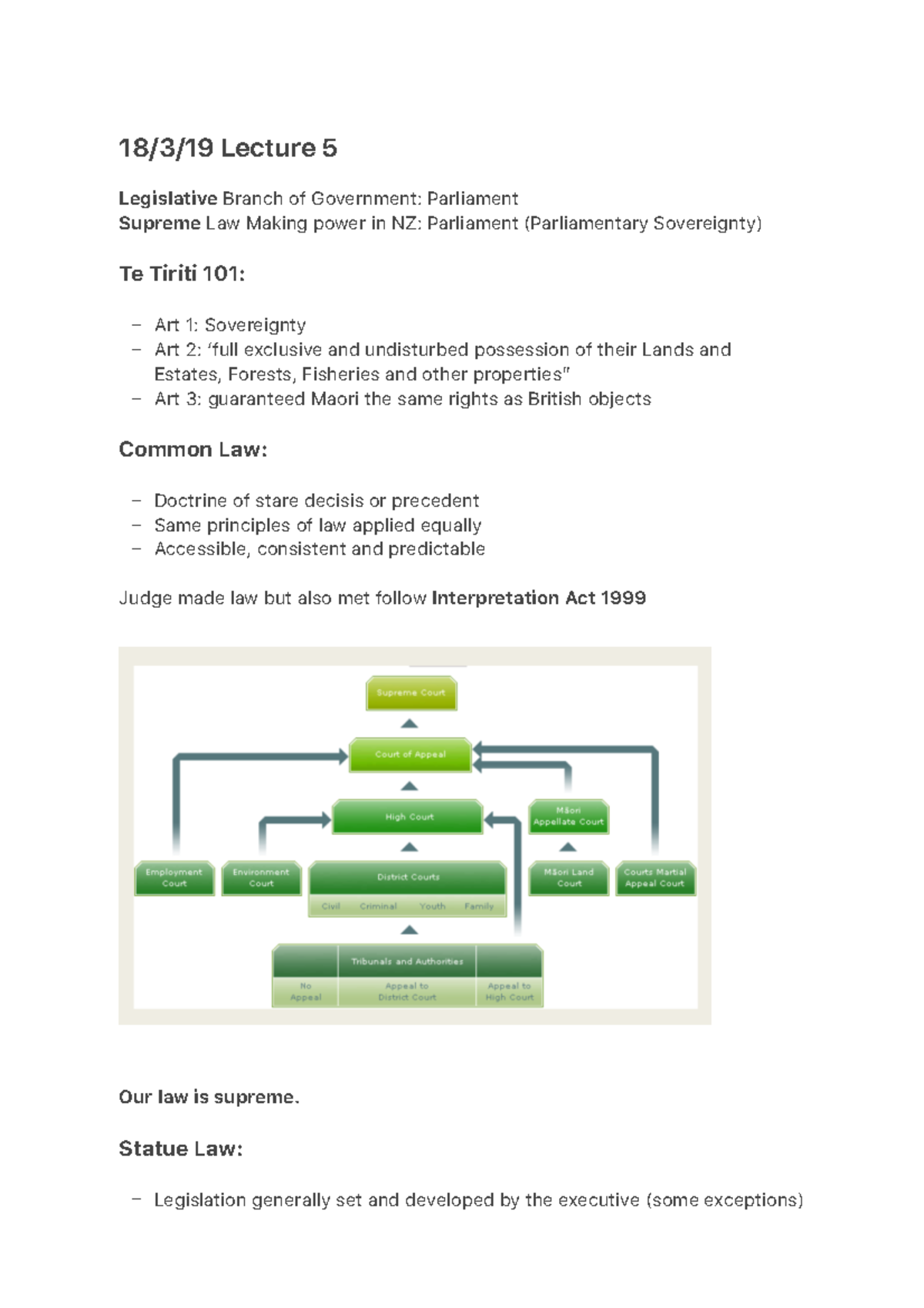 18:3:19 Lecture 5 - Sources of Law - – – – – – – – 18/3/19 Lecture 5 ...