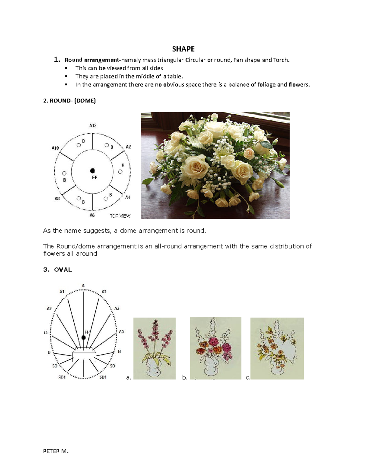 Floral arrangements - Lecture notes 3 - SHAPE 1. Round arrangement ...