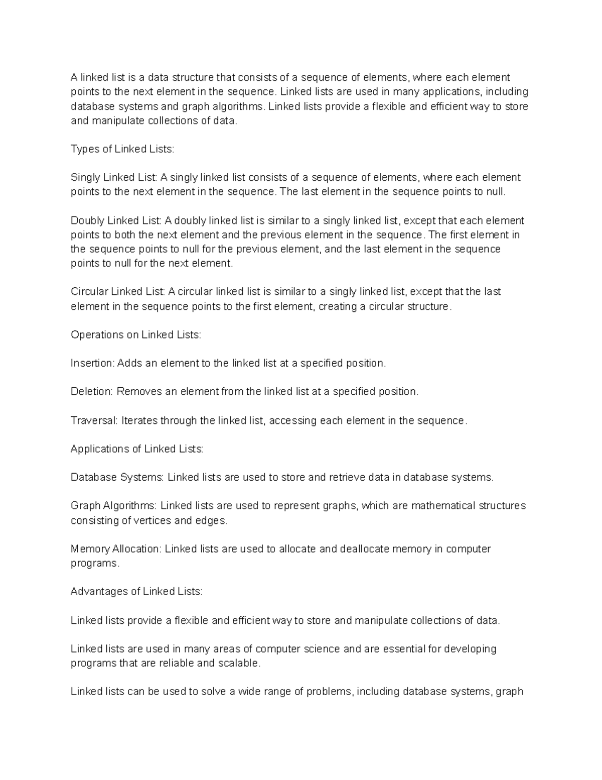 Linked Lists - A linked list is a data structure that consists of a sequence of elements, where ...