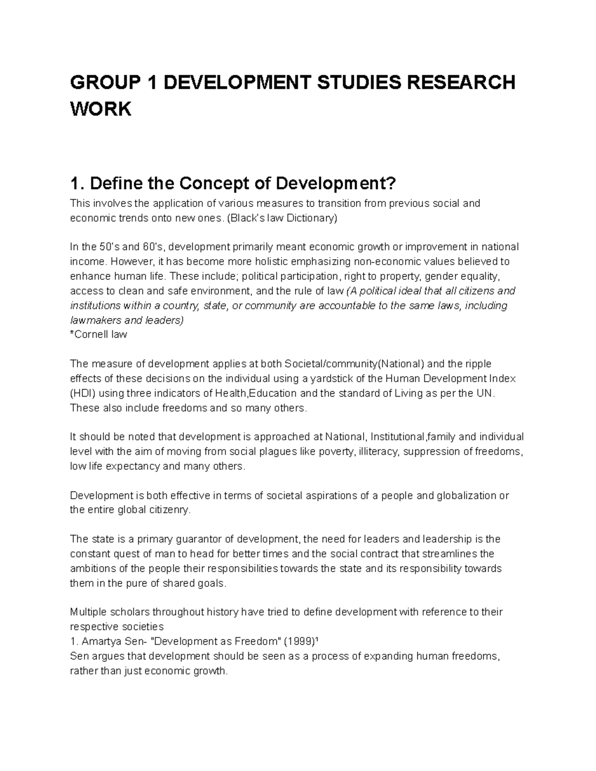 Development Studies Research - GROUP 1 DEVELOPMENT STUDIES RESEARCH ...