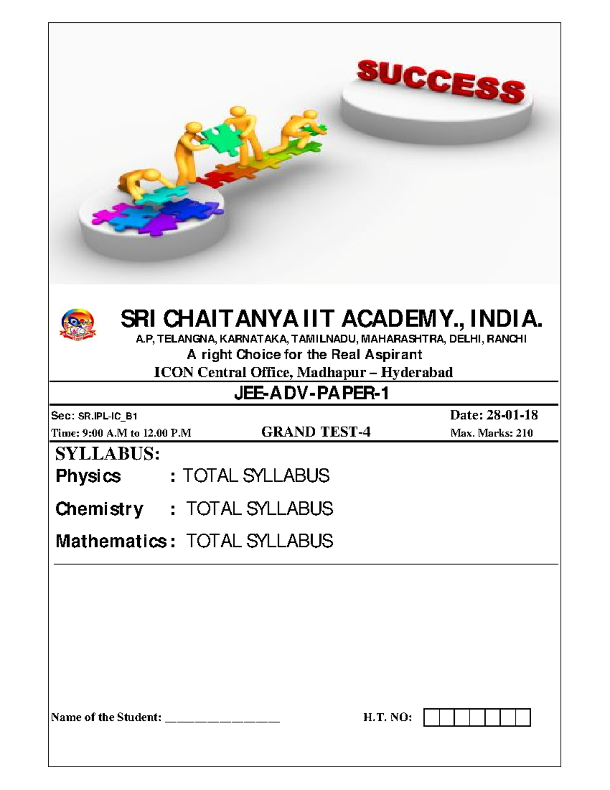 Assessment # 48 (Question Paper) - SRI CHAITANYA IIT ACADEMY., INDIA. A ...