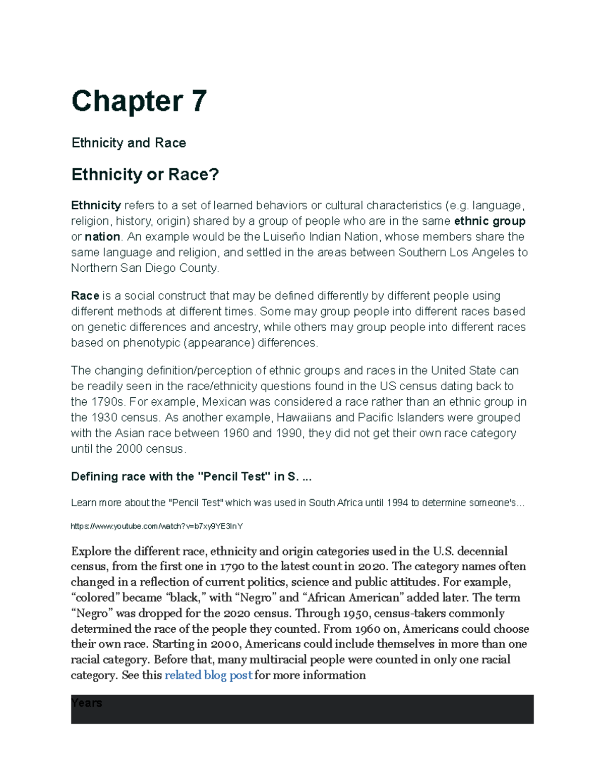 Chapter 7 - Chapter 7 Ethnicity and Race Ethnicity or Race? Ethnicity ...