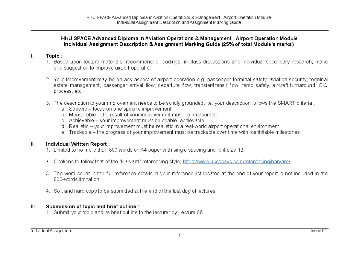 Doc Individual Assignment Marking Guide Issue 02 - HKU SPACE Advanced ...