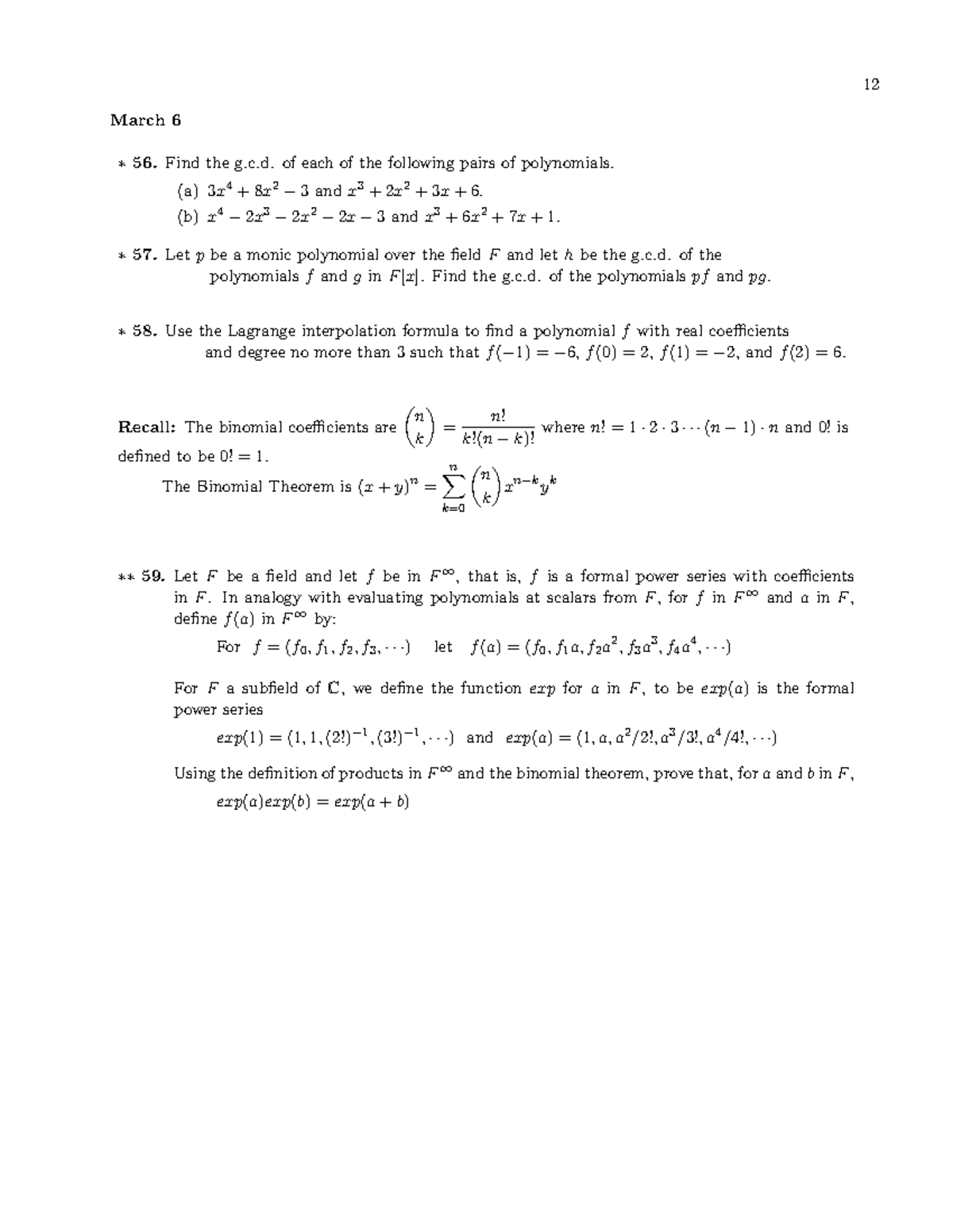 MATH 554 Prob 08 - Problem questions given in Class, Professor Carl Cowen - 12 March 6 ∗ 56 ...