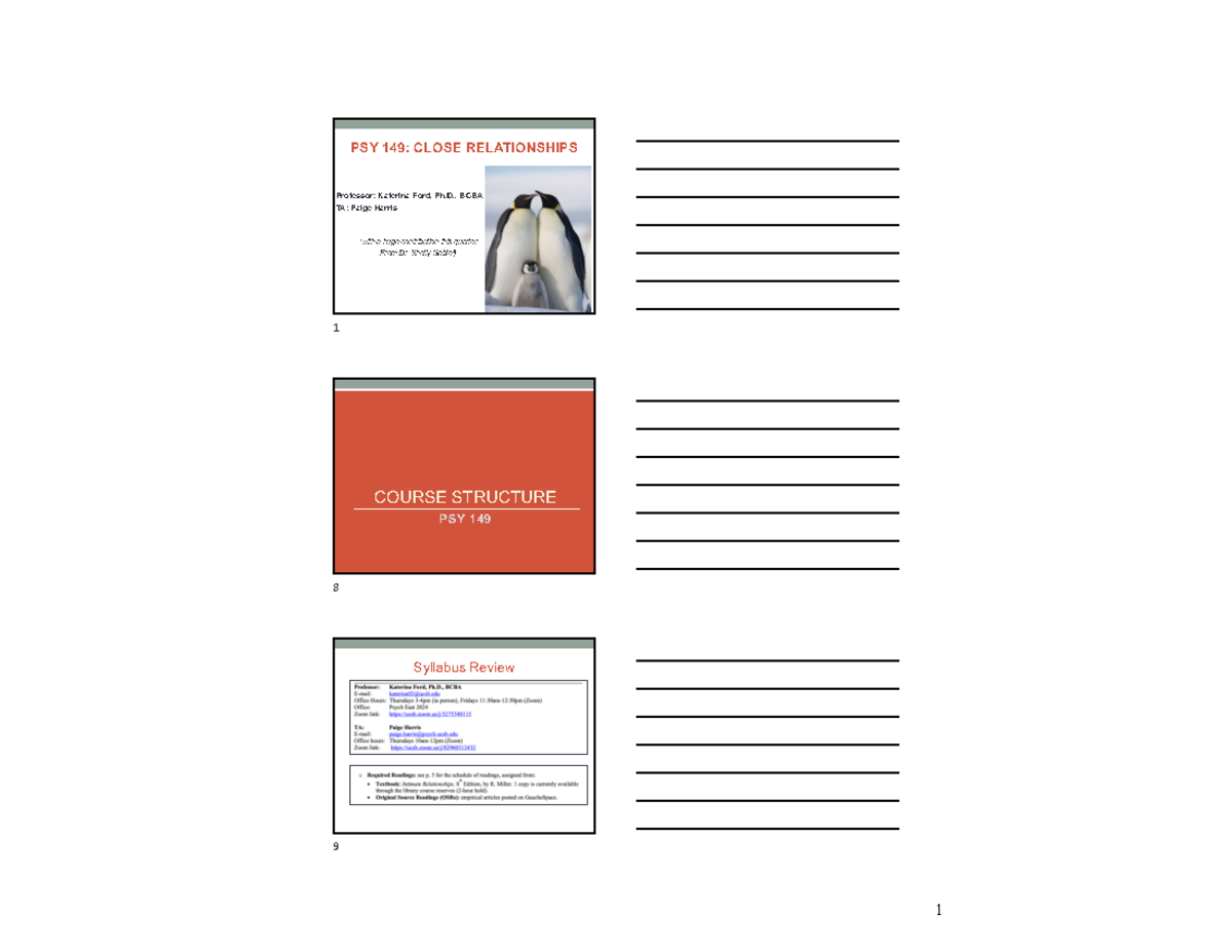 Lecture 1 Handout - slides - PSY 149: CLOSE RELATIONSHIPS Professor: Katerina Ford, Ph., BCBA TA ...