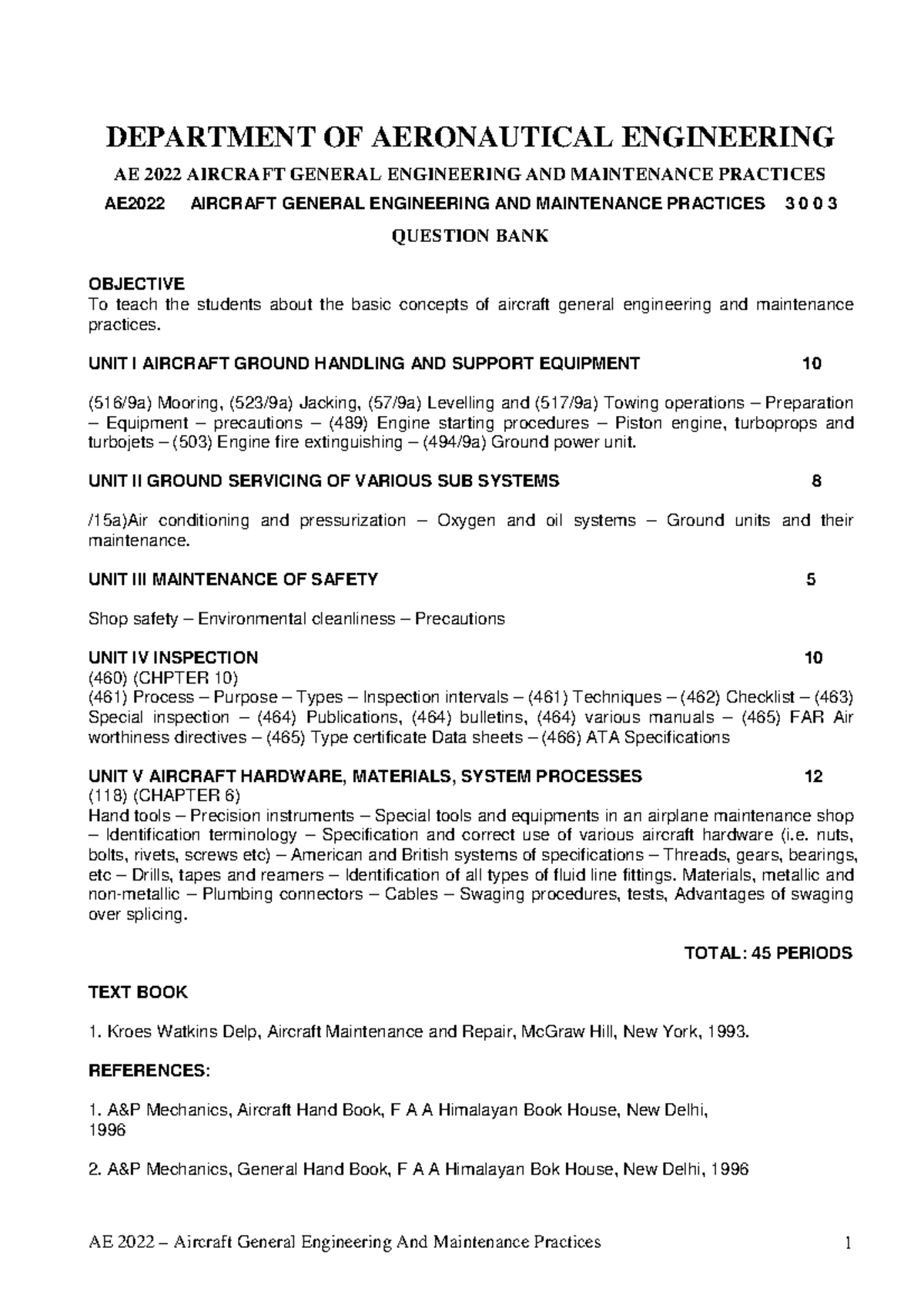 Agemp Complete Notes - DEPARTMENT OF AERONAUTICAL ENGINEERING AE 2022 ...