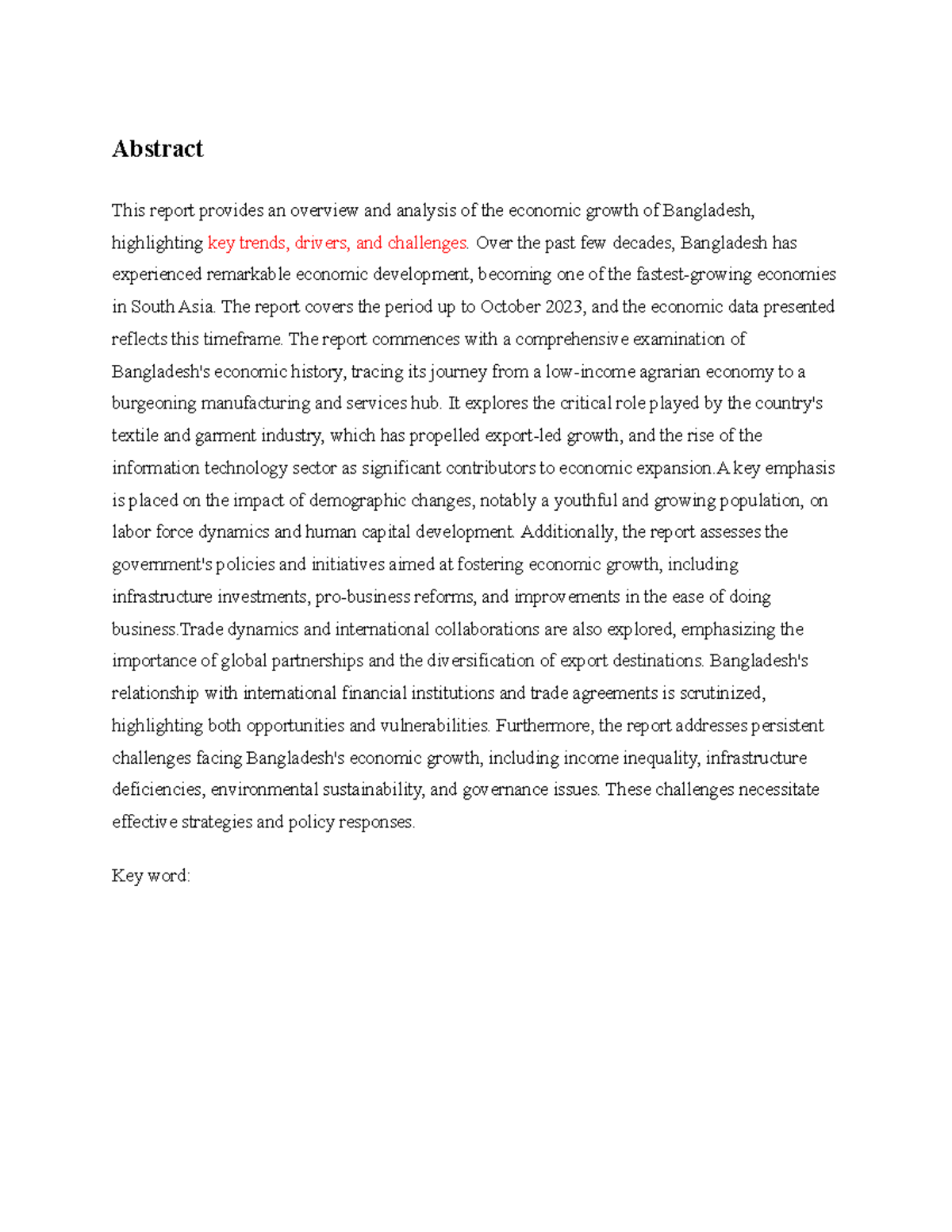 Abstract - nothing - Abstract This report provides an overview and ...