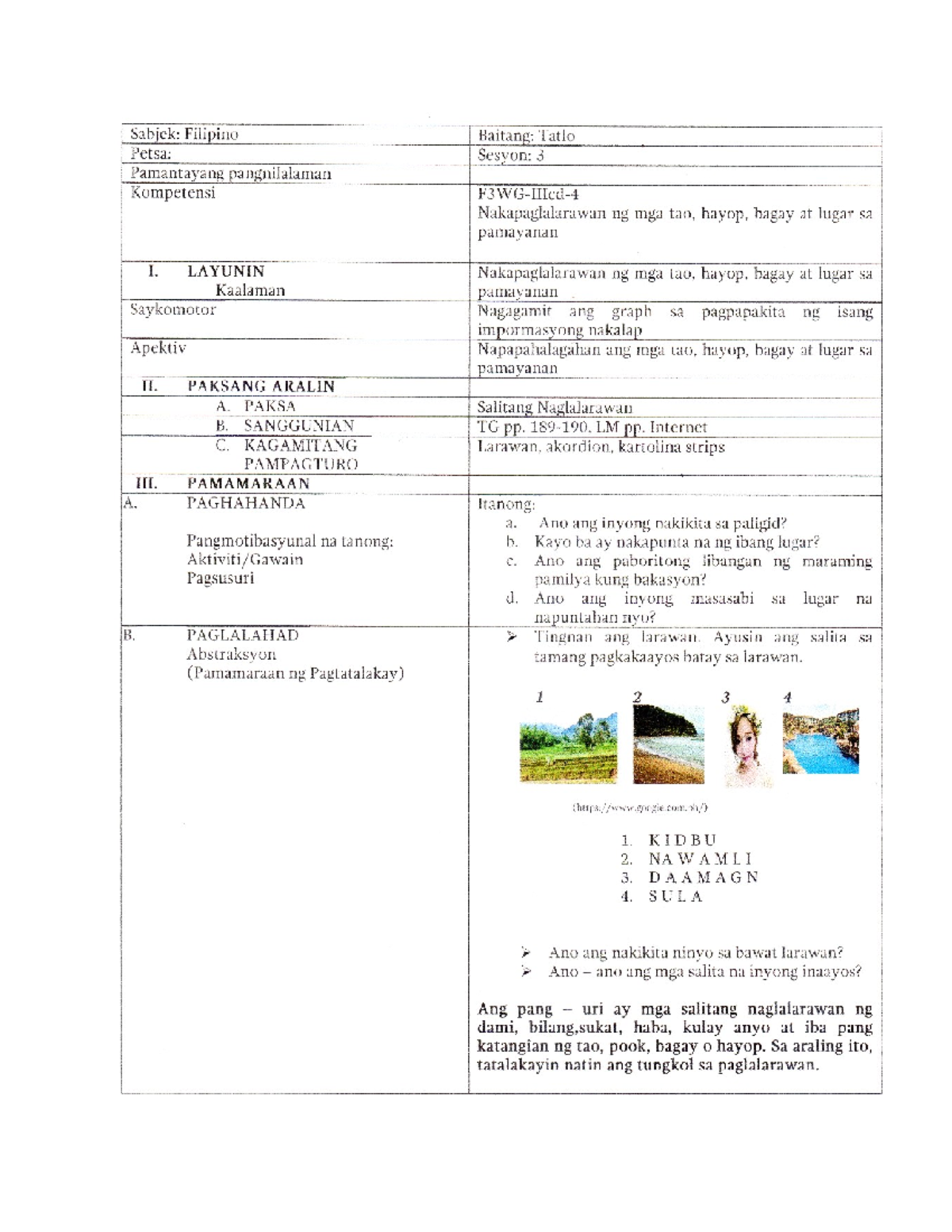 Filipino LP - asdasd - College of education - 1. marumi mababa masaya ...