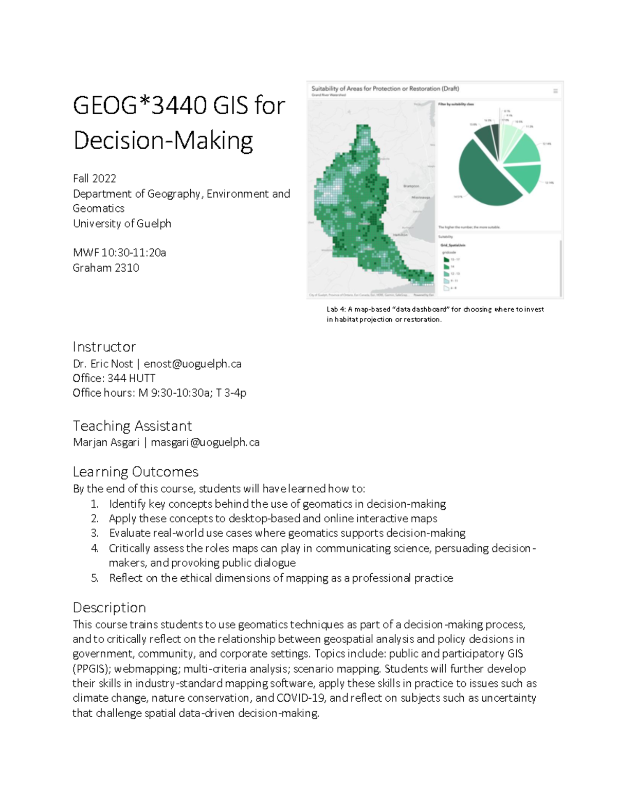 3440 F22 - Syllabus - GEOG*3440 GIS for Decision-Making Fall 2022 ...