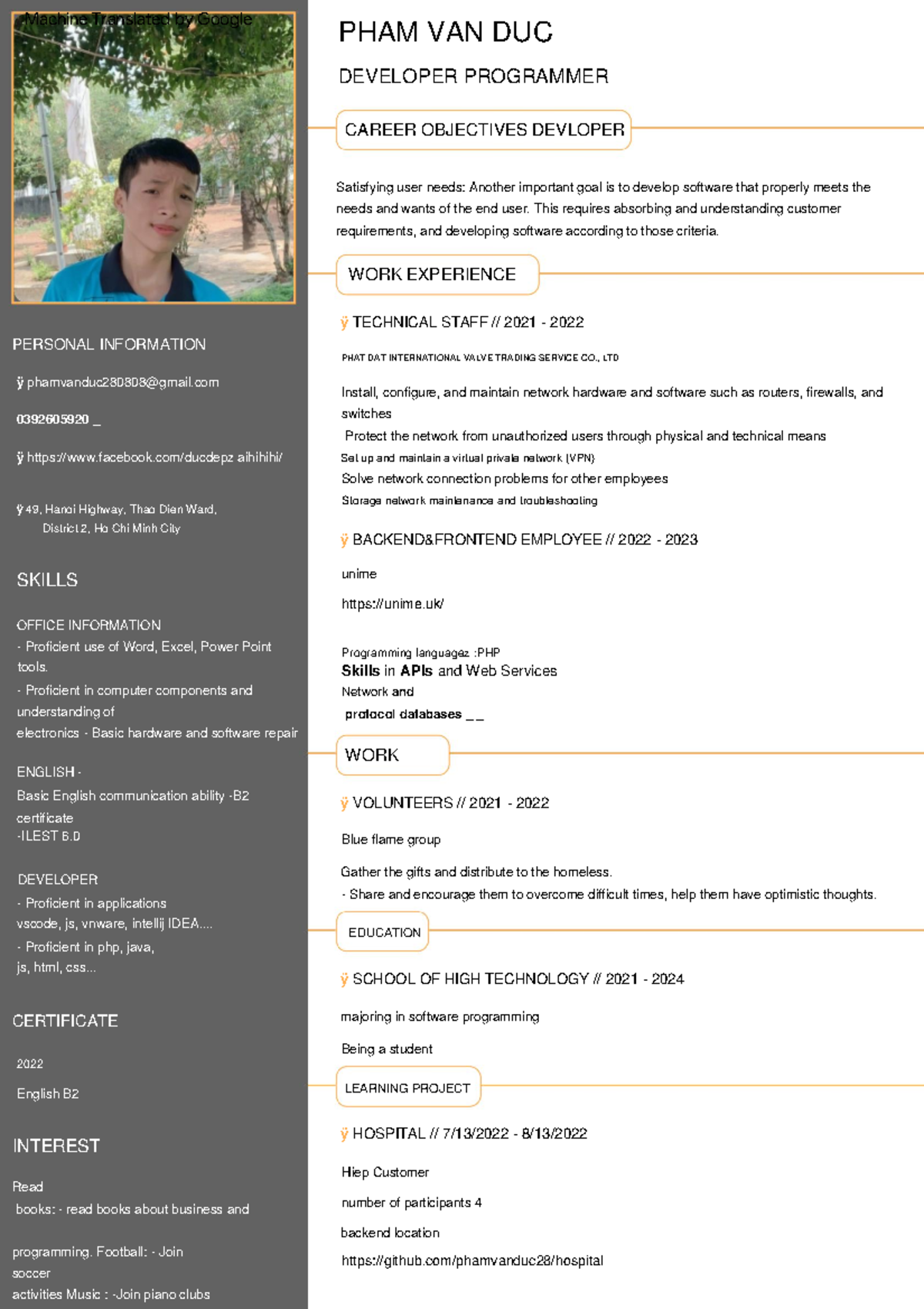 CV Phạm Văn Đức Backend Nodejs - PHAM VAN DUC Storage network maintenance and troubleshooting ...