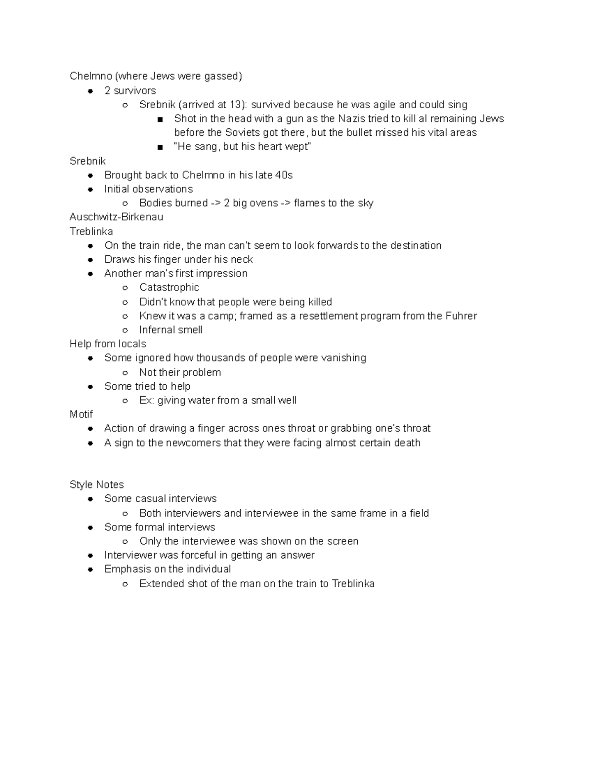 "Shoah" Documentary - Chelmno (where Jews were gassed) 2 survivors ...