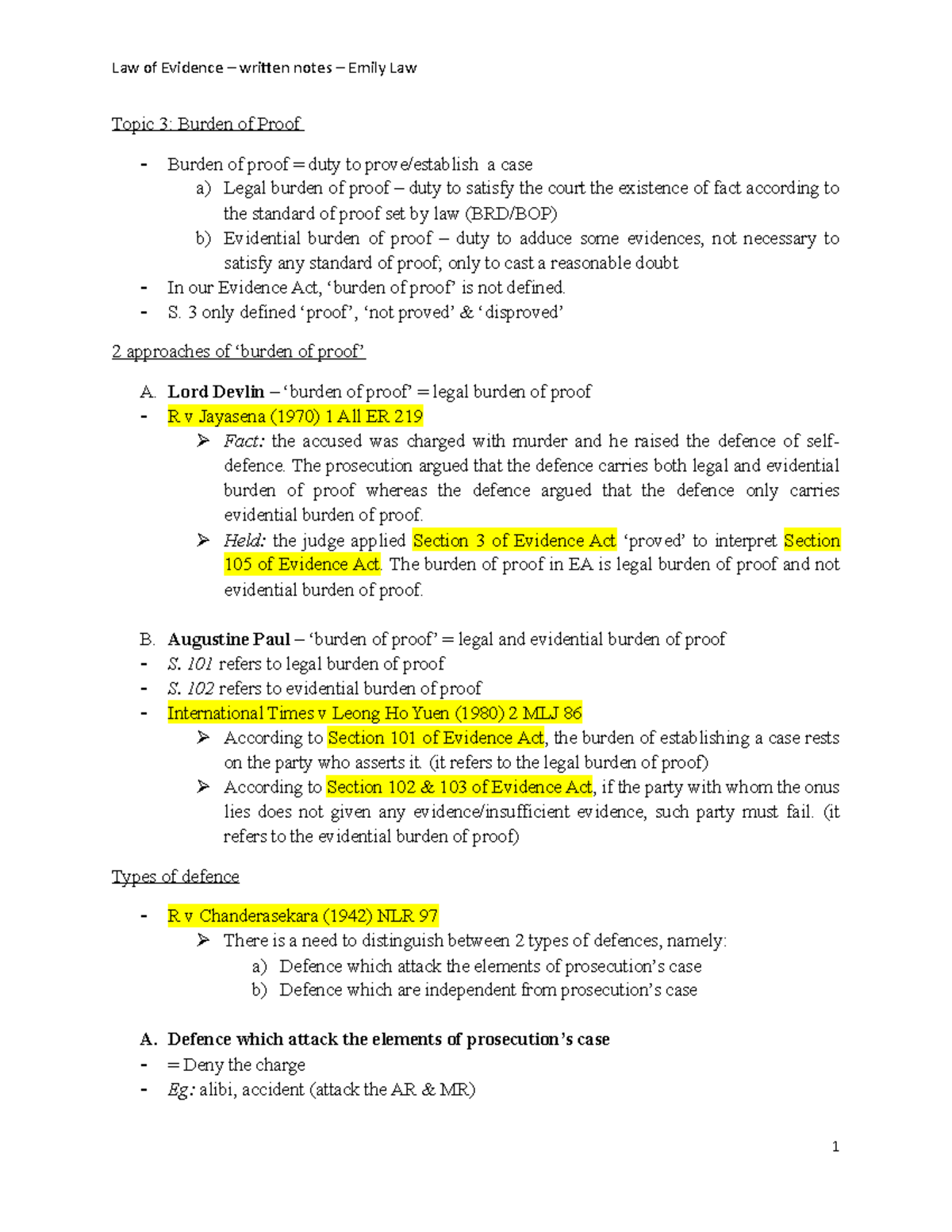 Evidence (Topic-2) Burden of Proof - Topic 3: Burden of Proof Burden of ...