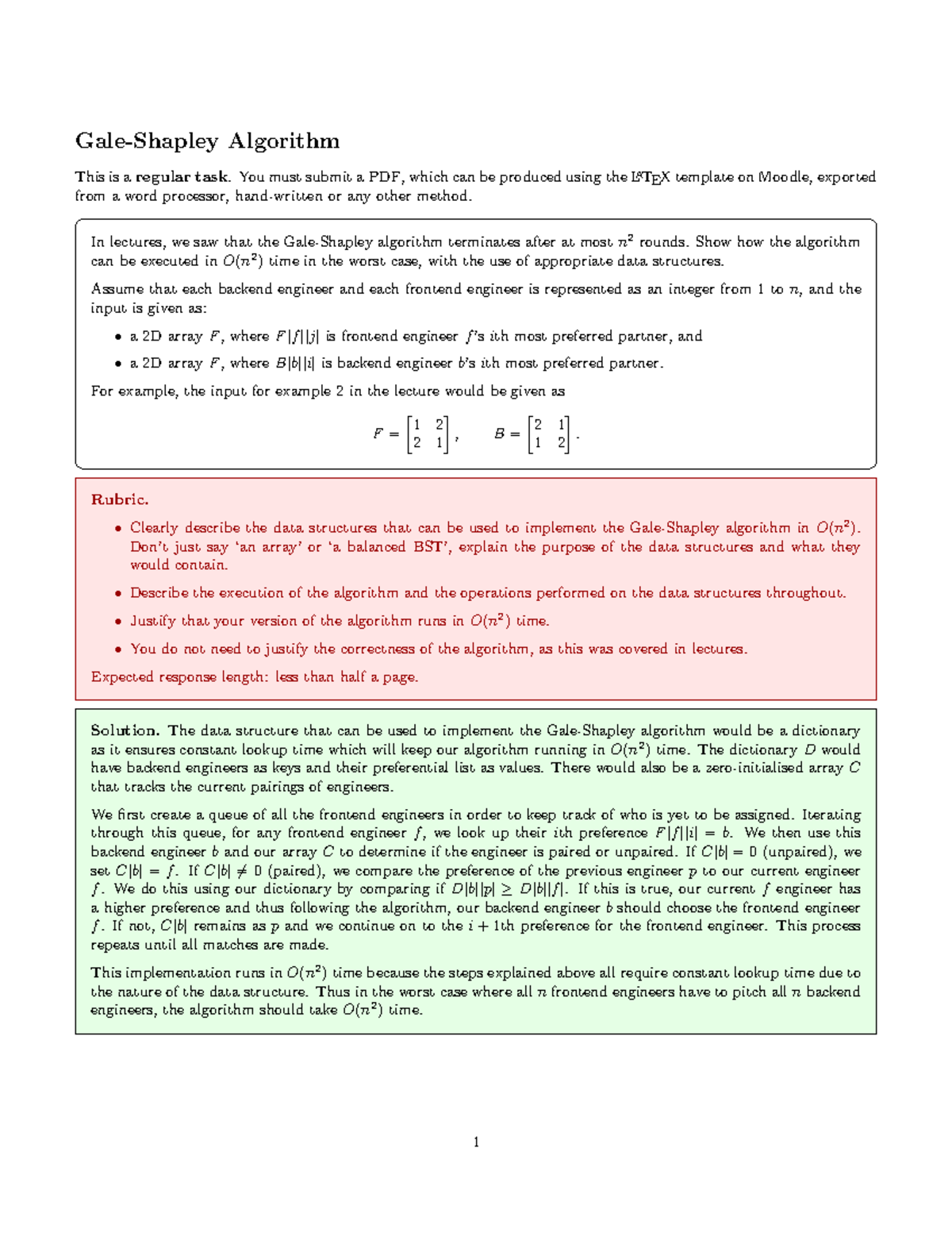 1 Foundations - formatif - Gale-Shapley Algorithm This is a regular task. You must submit a PDF ...