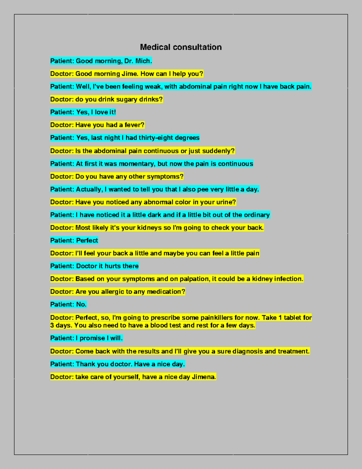 Medical consultation - Conversaciones - Medical consultation Patient ...