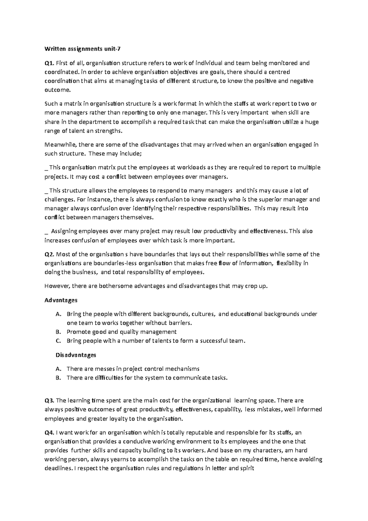 Document - BUS 1101 Written assignments unit-7 - Written assignments ...