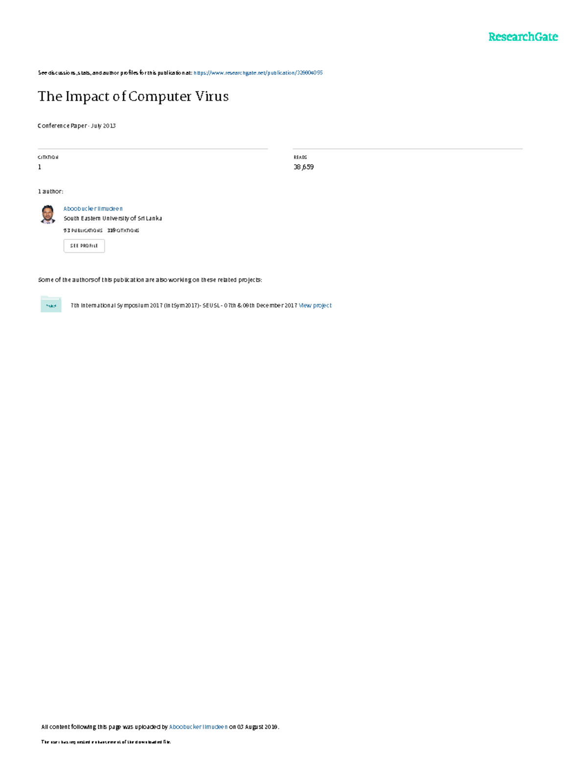 The Impactof Computer Virus - See discussions, stats, and author ...