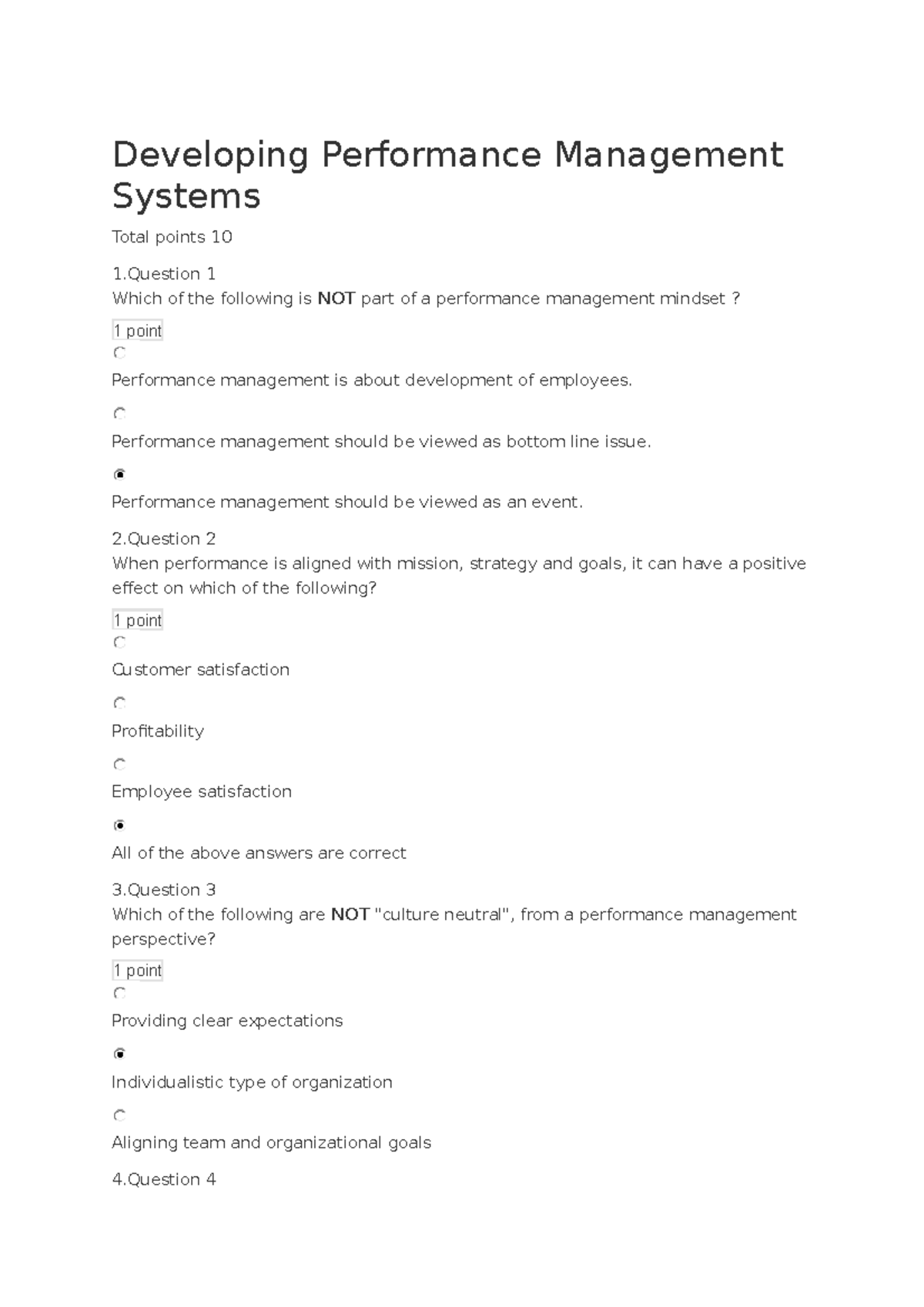 Developing Performance Management Systems quiz - Developing Performance ...