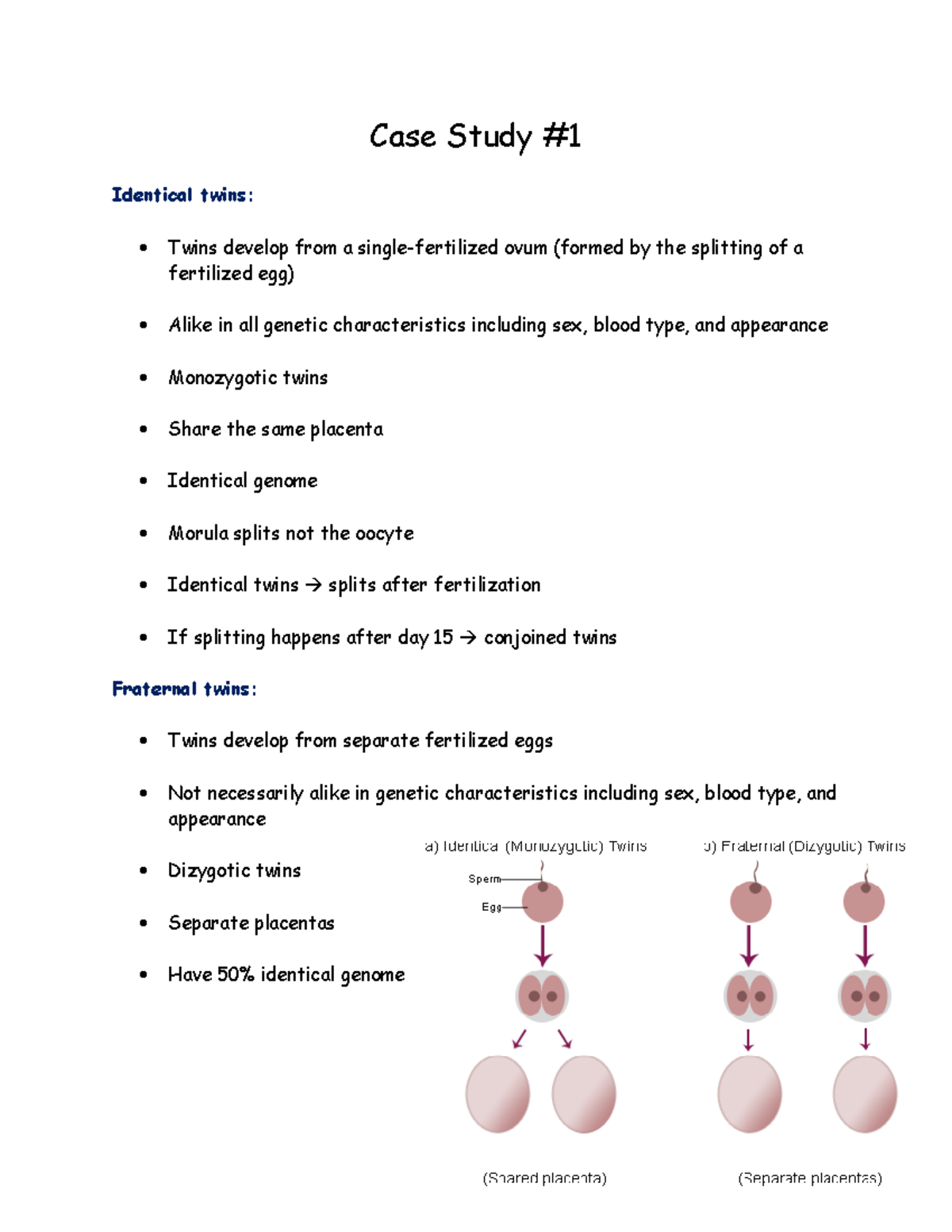 Case Study (Embryology) - Case Study Identical twins: Twins develop ...