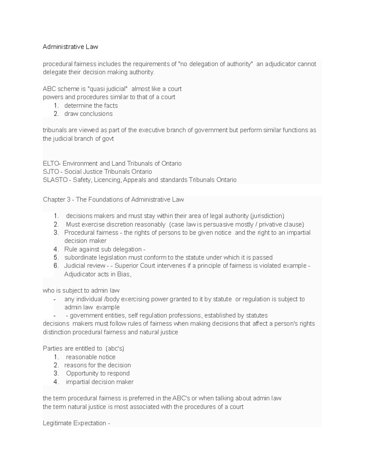 Administrative Law Class Notes PL105 Studocu