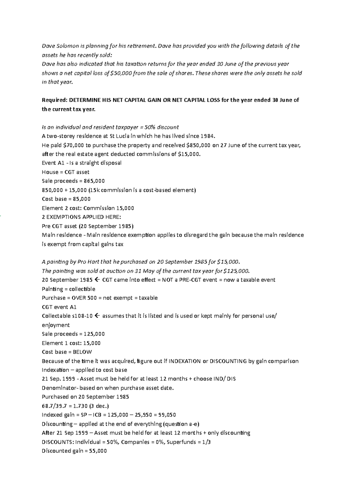 Week 4 - Net capital gain and net capital loss - Dave Solomon is ...