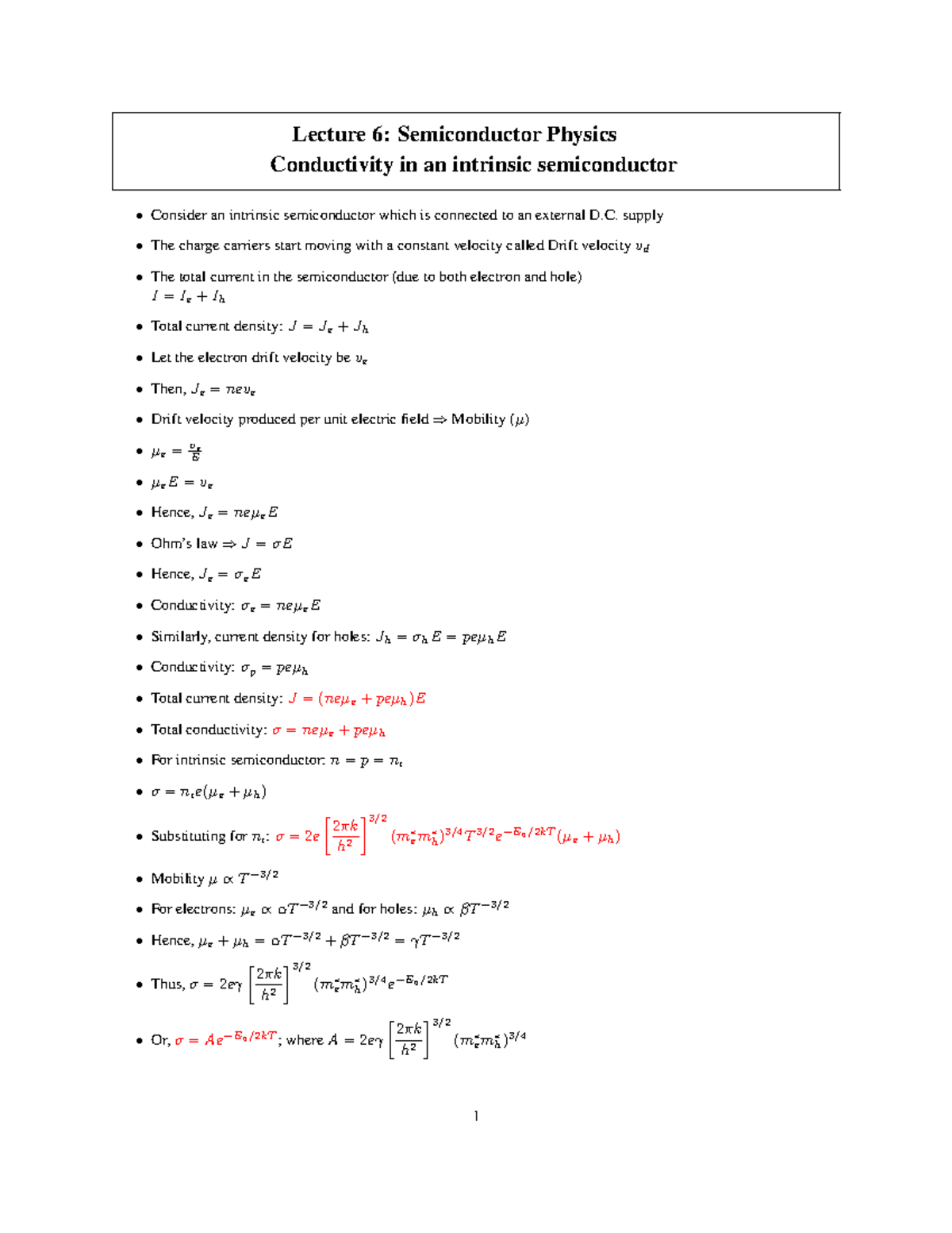 6 - ergerhgehfet - Lecture 6: Semiconductor Physics Conductivity in an ...