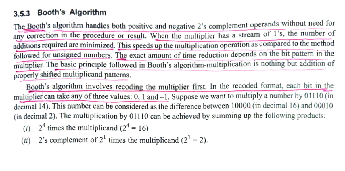 Booth's Algorithm - very intresting - 3.5 Booth's Algorithm The Booth's ...