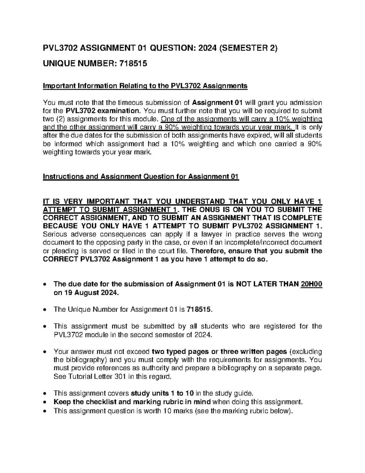 2024 Sem2 PVL3702 Assignment 01 Question - PVL3702 ASSIGNMENT 0 1 ...