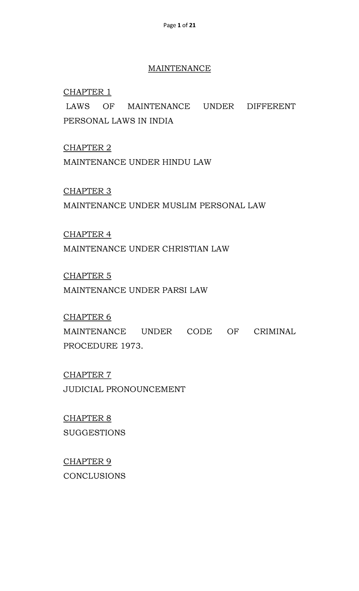 Maintenance for wife and children - MAINTENANCE CHAPTER 1 LAWS OF ...
