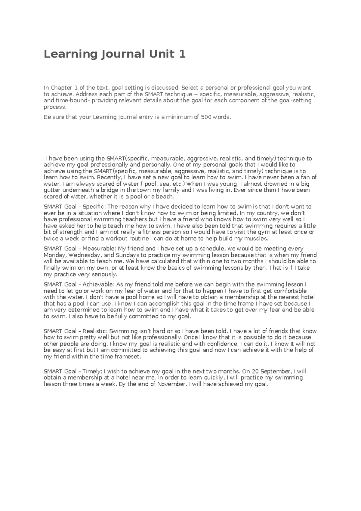 BUS1101 UNIT 1 Learning Journal - Learning Journal Unit 1 In Chapter 1 ...