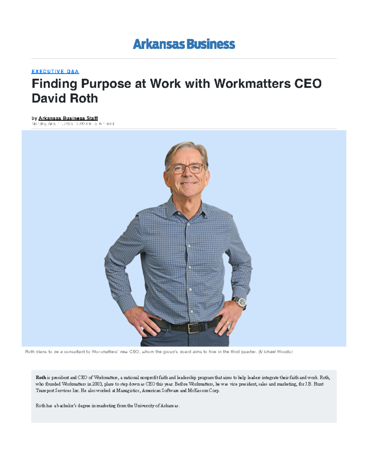 Finding Purpose at Work with Workmatters CEO David Roth Arkansas ...