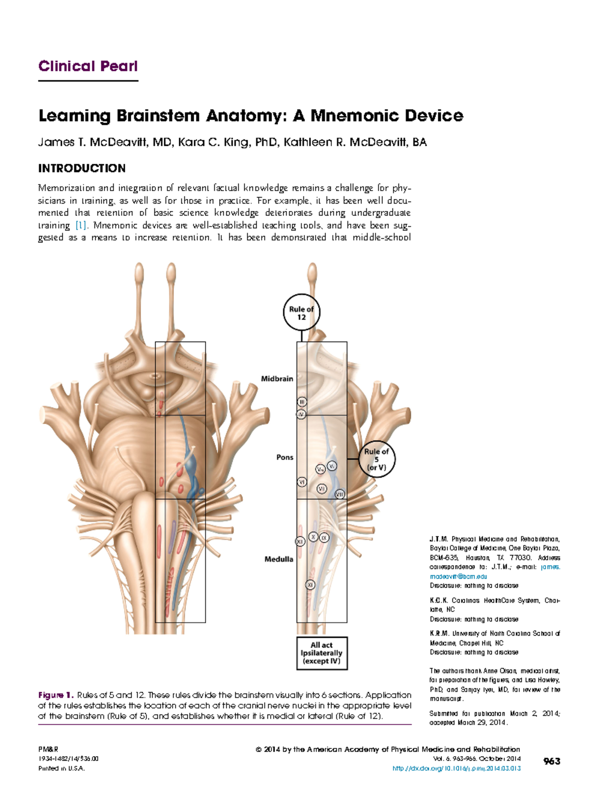 Learning Brainstem Anatomy A Mnemonic Device - Clinical Pearl Learning ...
