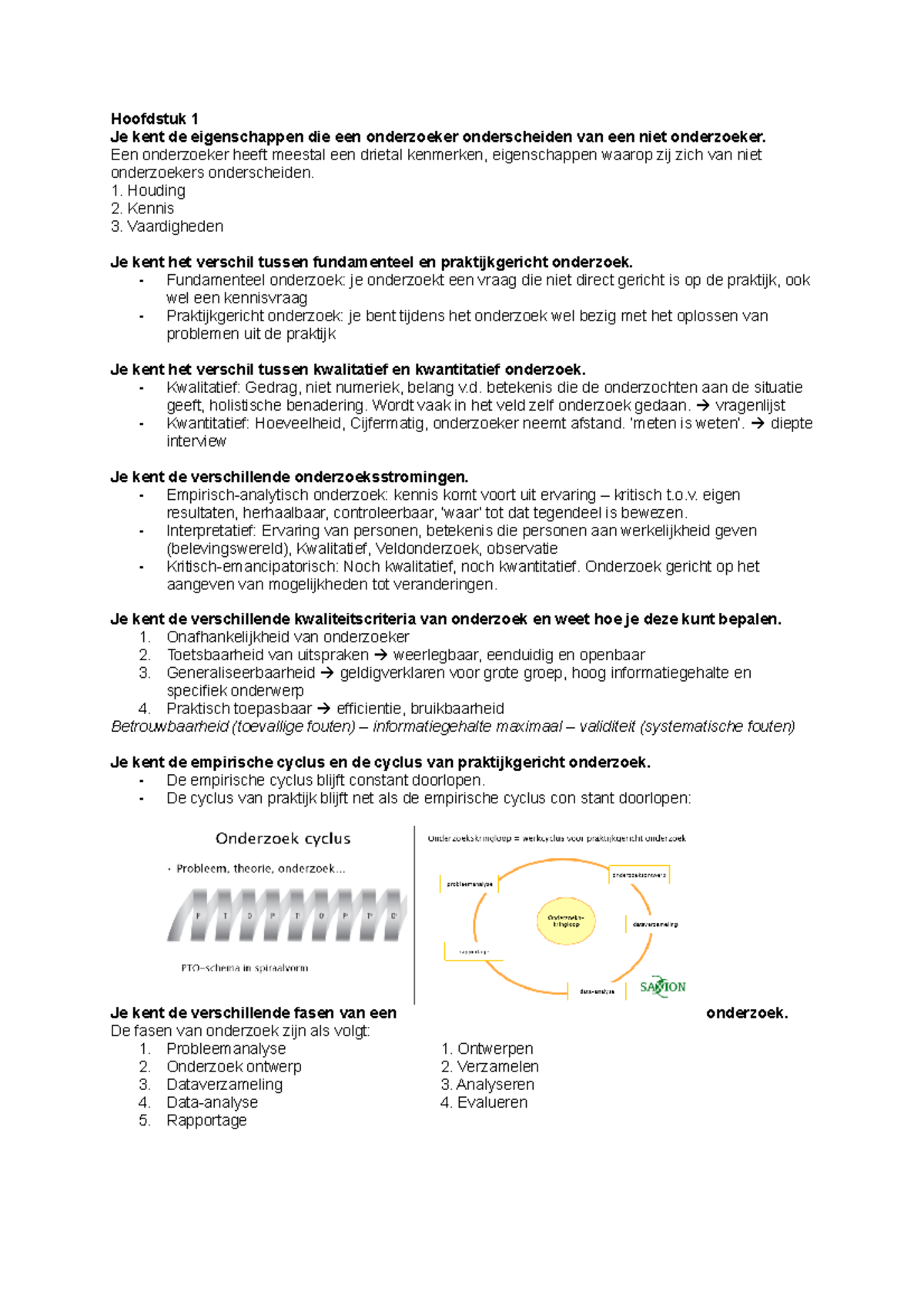 Samenvatting Wat Is Onderzoek? - Samenvatting Toetsmatrijs - Hoofdstuk ...