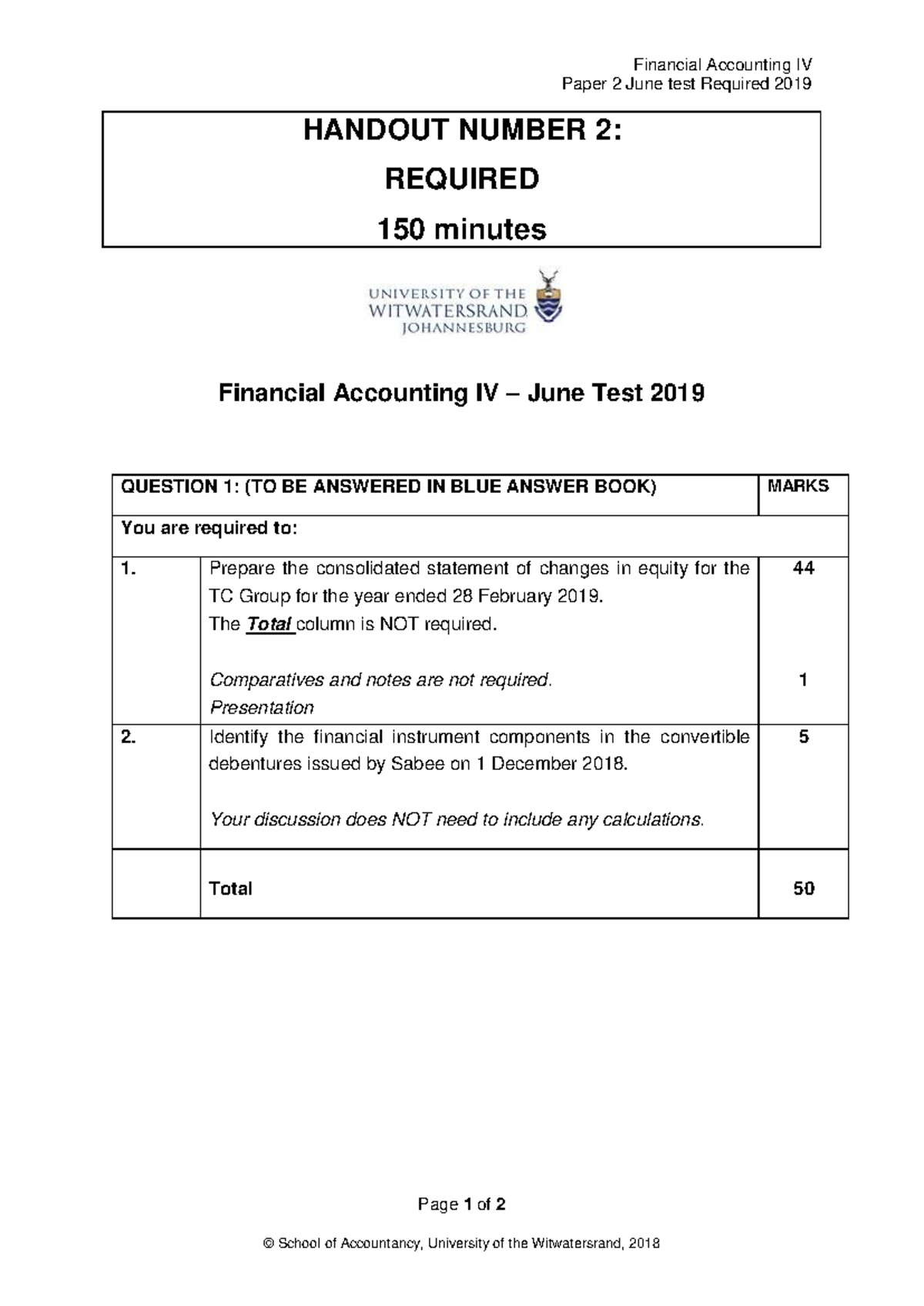 FA IV June 2019 P2 required final - Financial Accounting IV Paper 2 ...